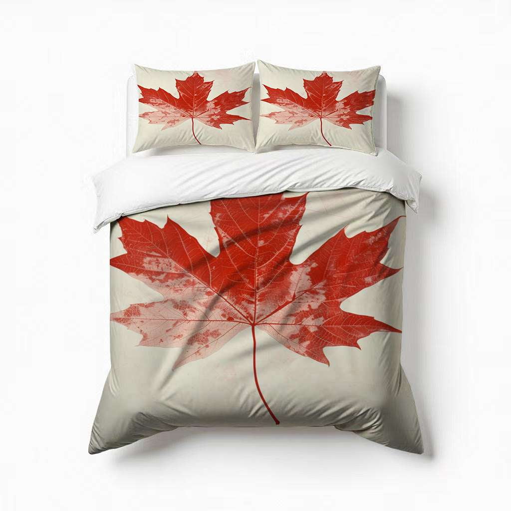 Canadian Maple Leaf Bedding Set 3 Pcs Soft Microfiber Quilt Cover For ...