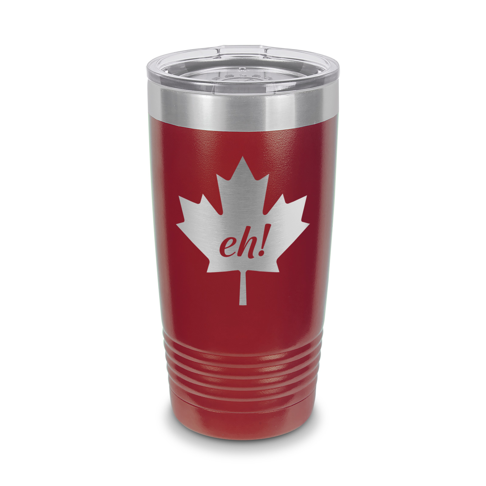Canadian Maple Leaf Eh ! Tumbler 20 oz - Laser Engraved w/ Clear Lid ...