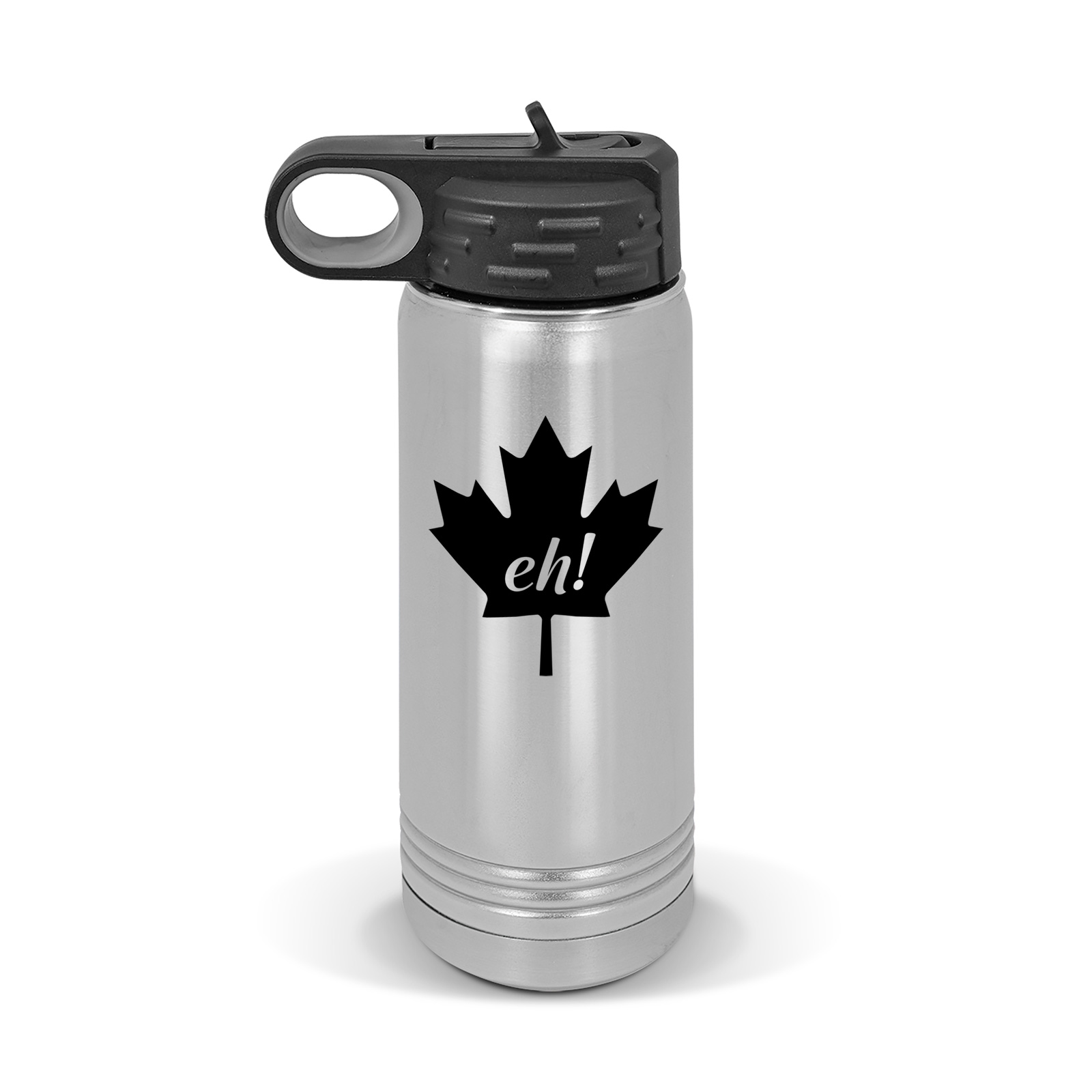 Canadian Maple Leaf Eh ! Water Bottle 20 oz - Laser Engraved w/ Flip ...