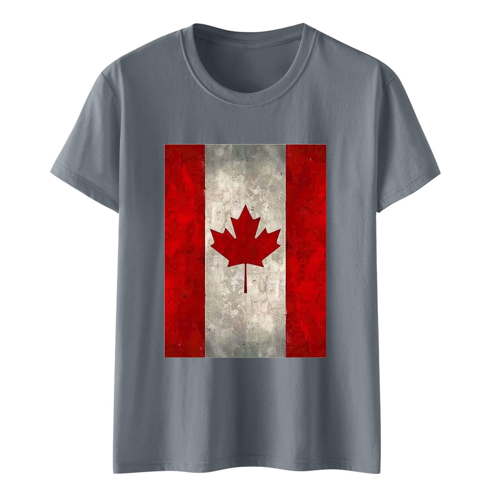 Canadian Maple Leaf Tshirts Women's Casual Graphic Tees Short Sleeve ...