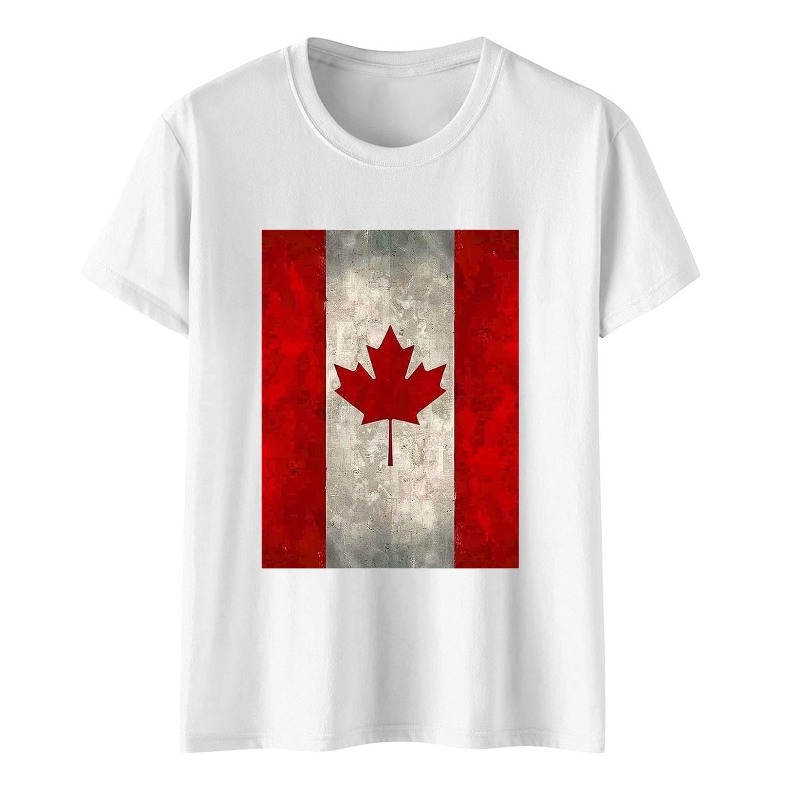 Canadian Maple Leaf Tshirts Women's Casual Graphic Tees Short Sleeve ...