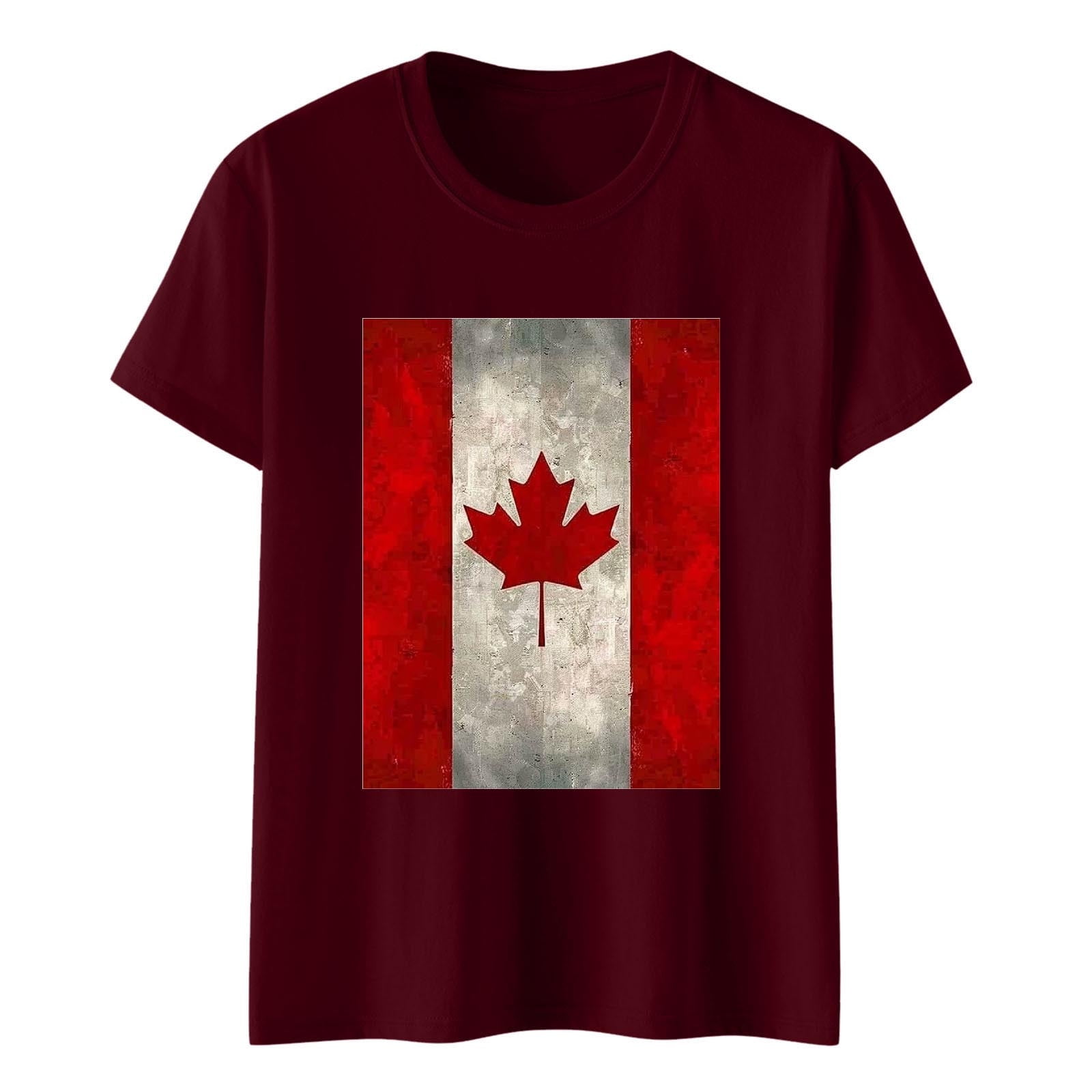 Canadian Maple Leaf Tshirts Women's Casual Graphic Tees Short Sleeve ...
