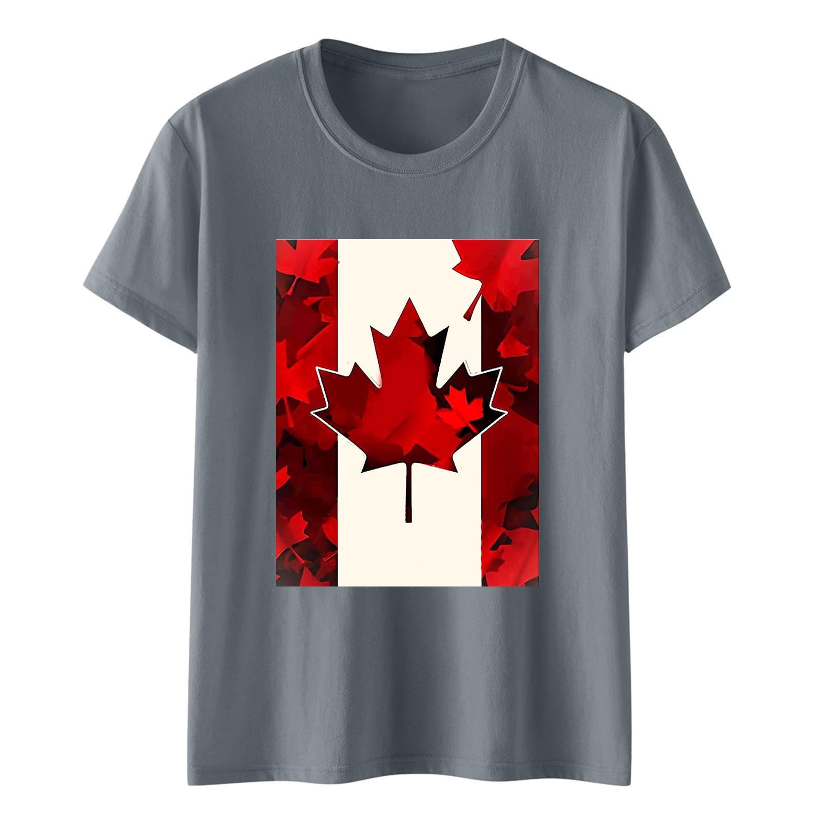 Canadian Maple Leaf Women's Casual Graphic Tees Short Sleeve Script ...
