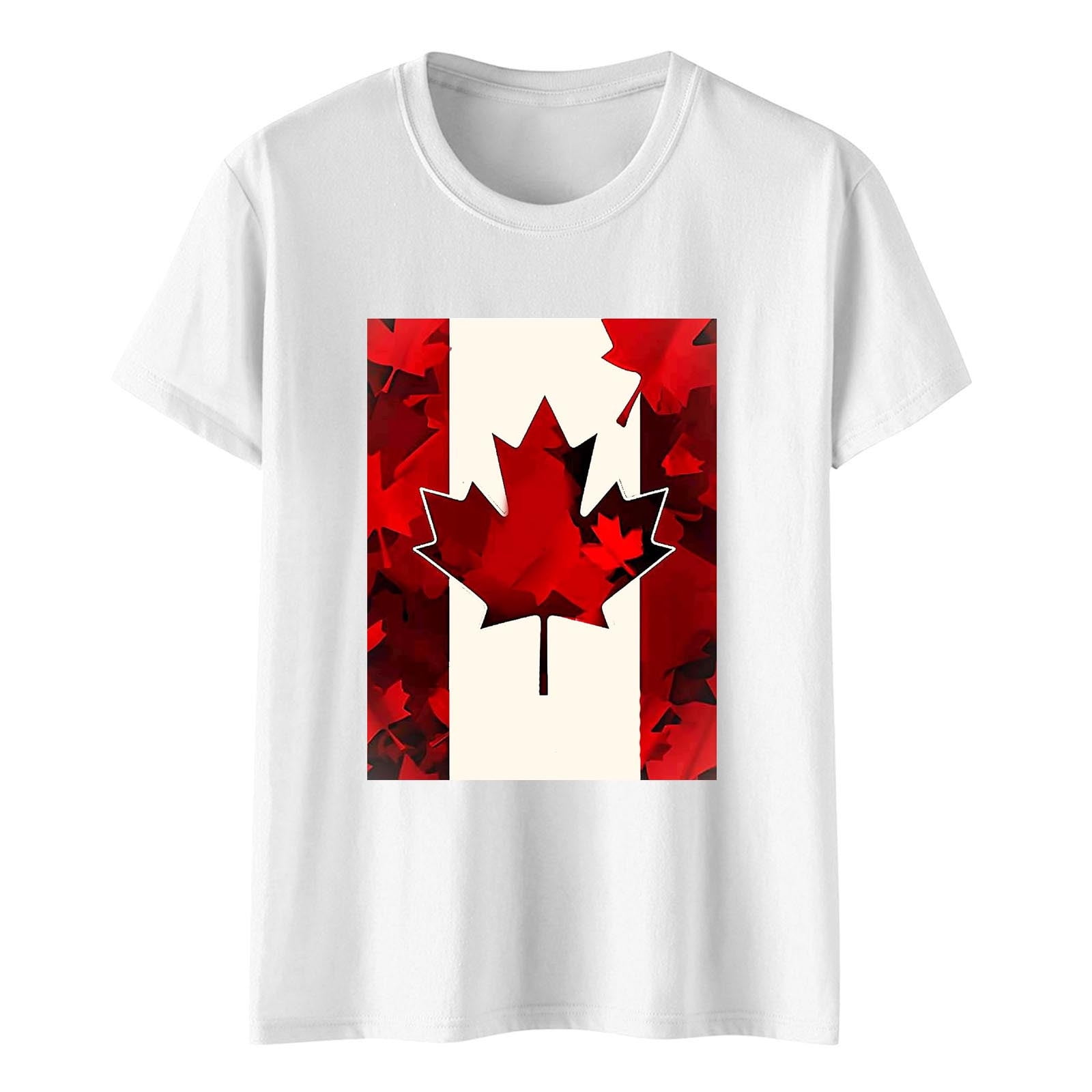 Canadian Maple Leaf Women's Casual Graphic Tees Short Sleeve Script ...