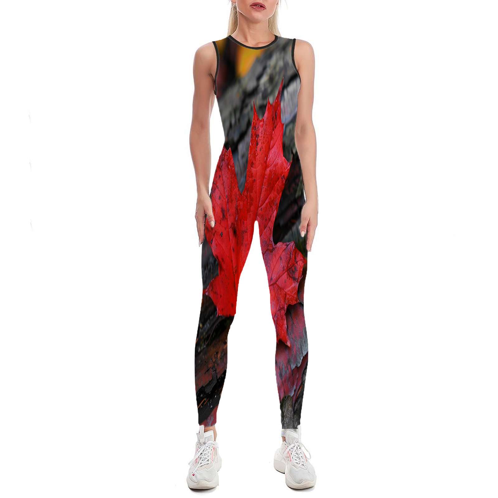 Canadian Maple Leaf Women's One Piece Yoga Jumpsuits Leggings Playsuit ...