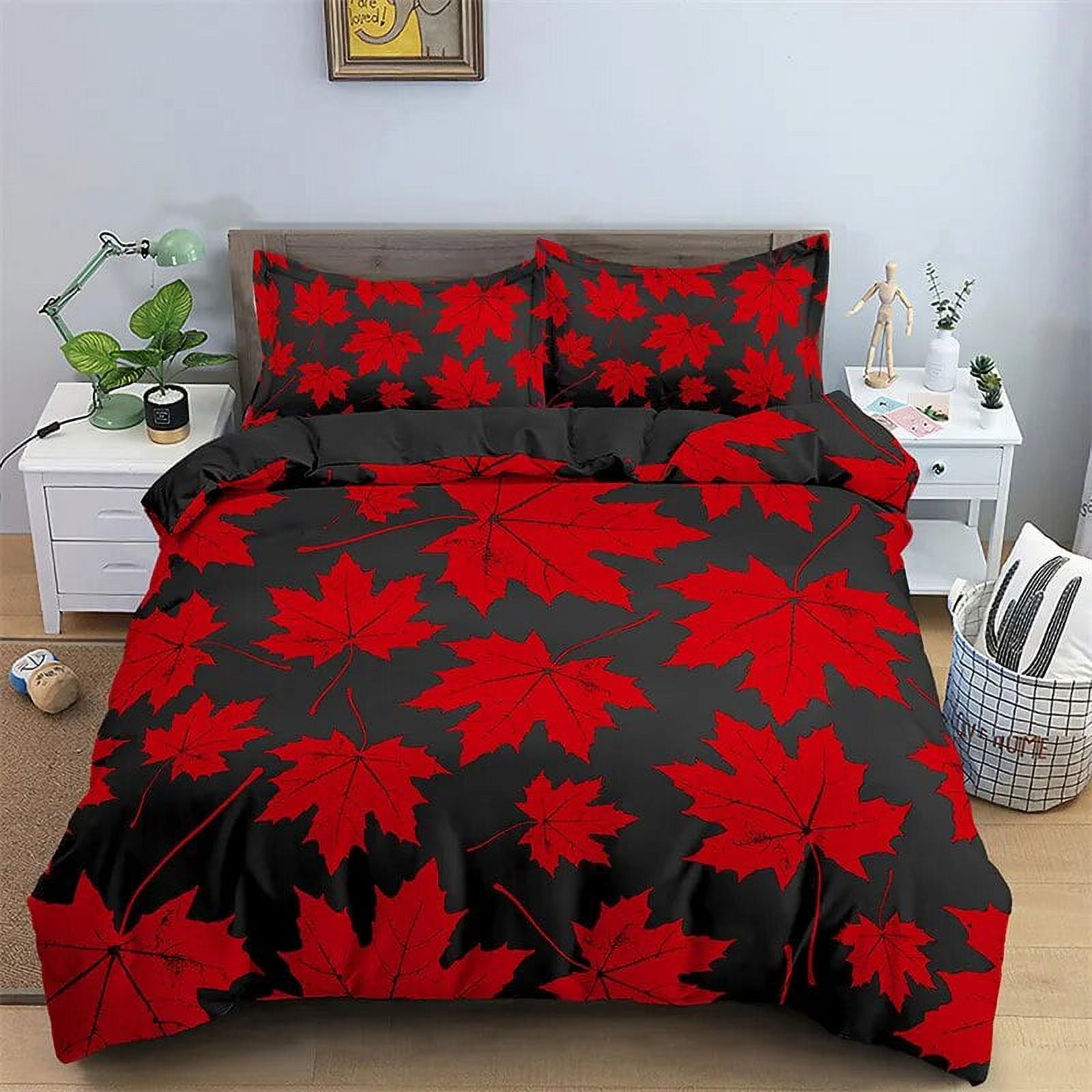 Canadian Maple Leaves Duvet Cover Autumn Theme Bedding Set Microfiber ...