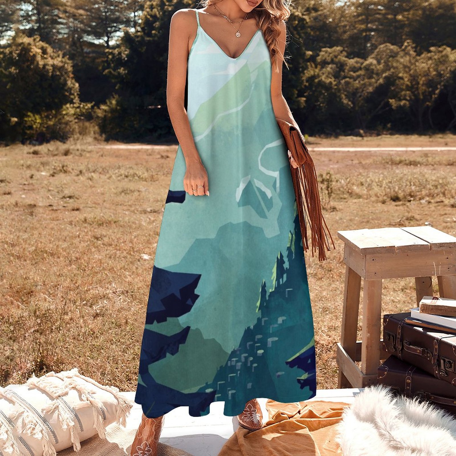 Canadian Mountain Sleeveless Dress Women's summer dresses Clothing ...
