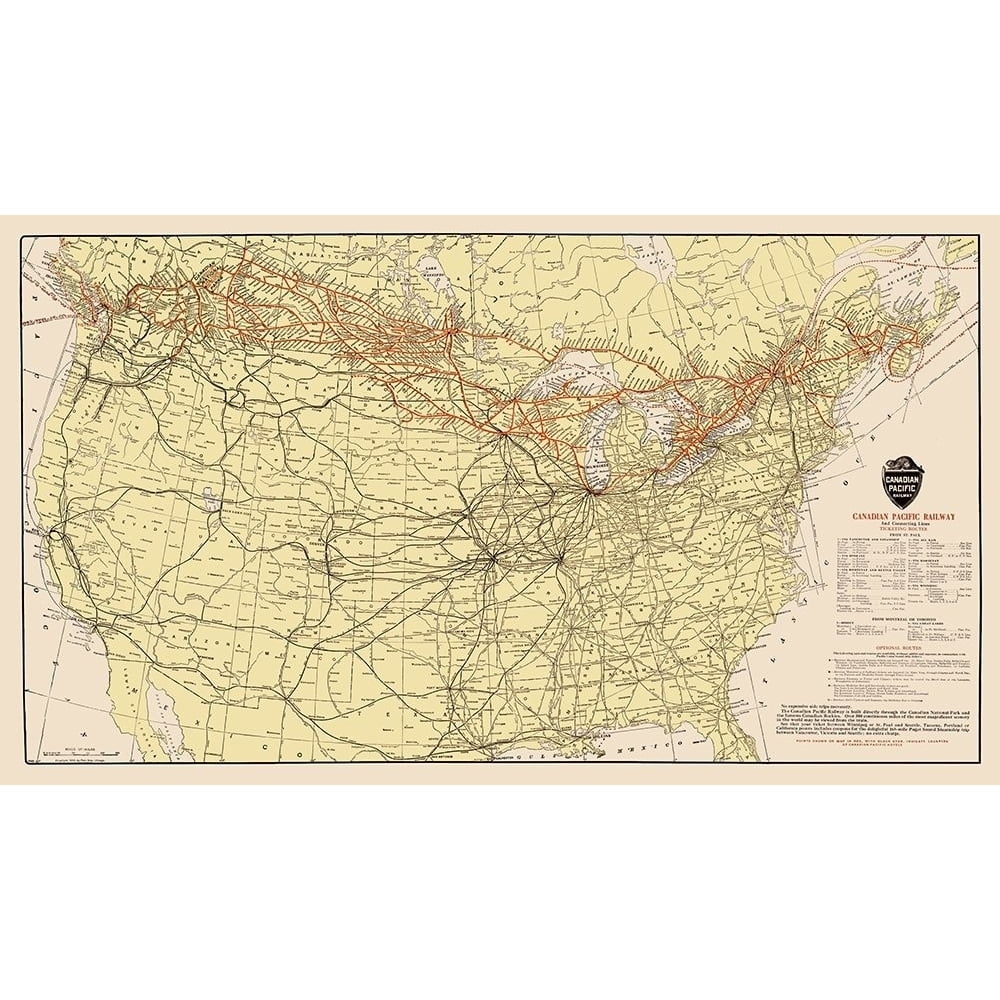 Canadian Pacific Railway with Connections 1912 Poster Print by Poole ...