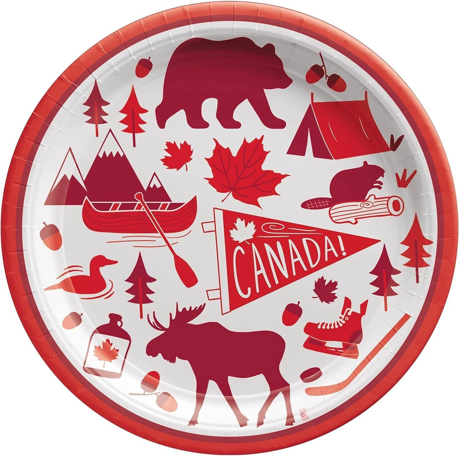 Canadian Pride Flag Maple Leaf Canada Day Holiday Theme Party 9" Dinner ...