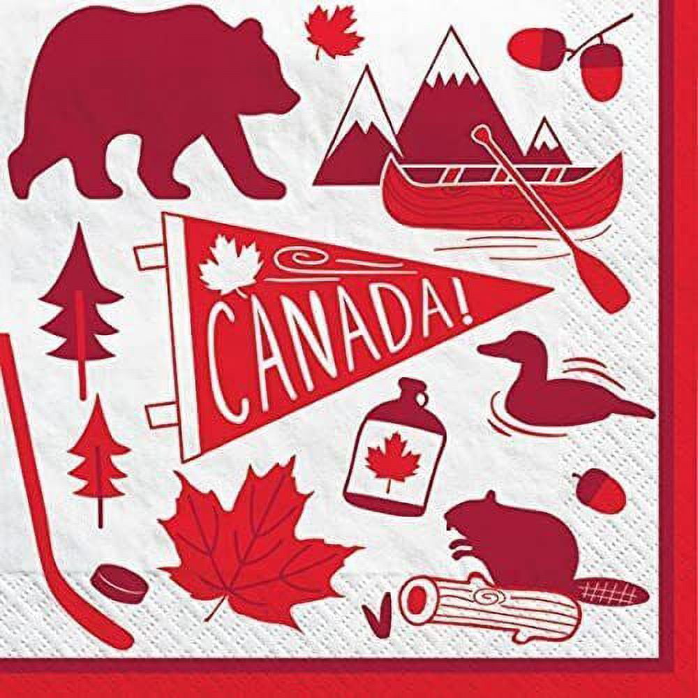 Canadian Pride Flag Maple Leaf Canada Day Holiday Theme Party Beverage ...