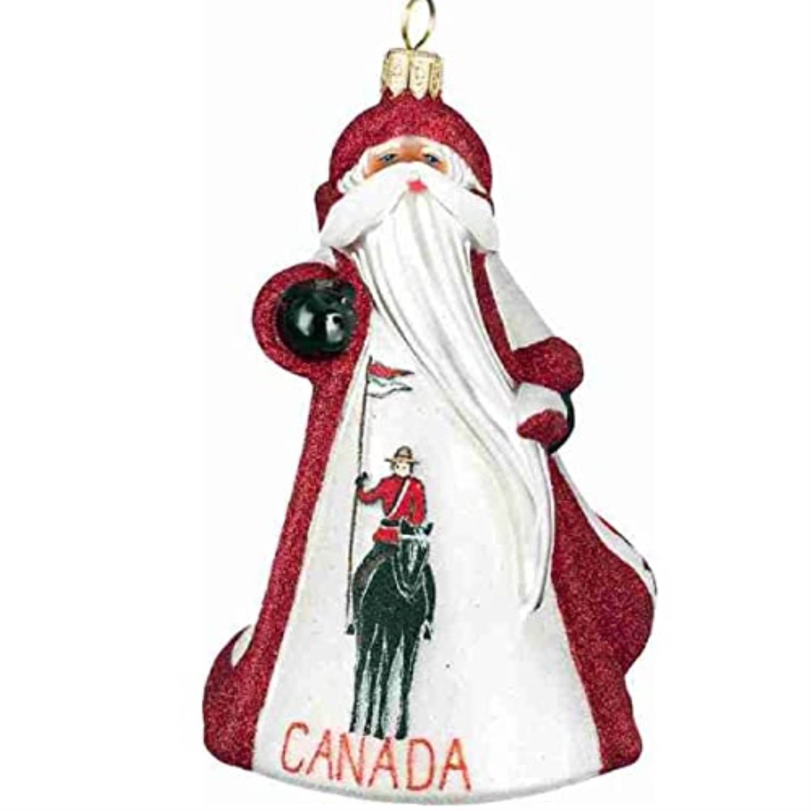 Canadian Santa with Moose Polish Glass Glitterazzi Christmas Ornament ...