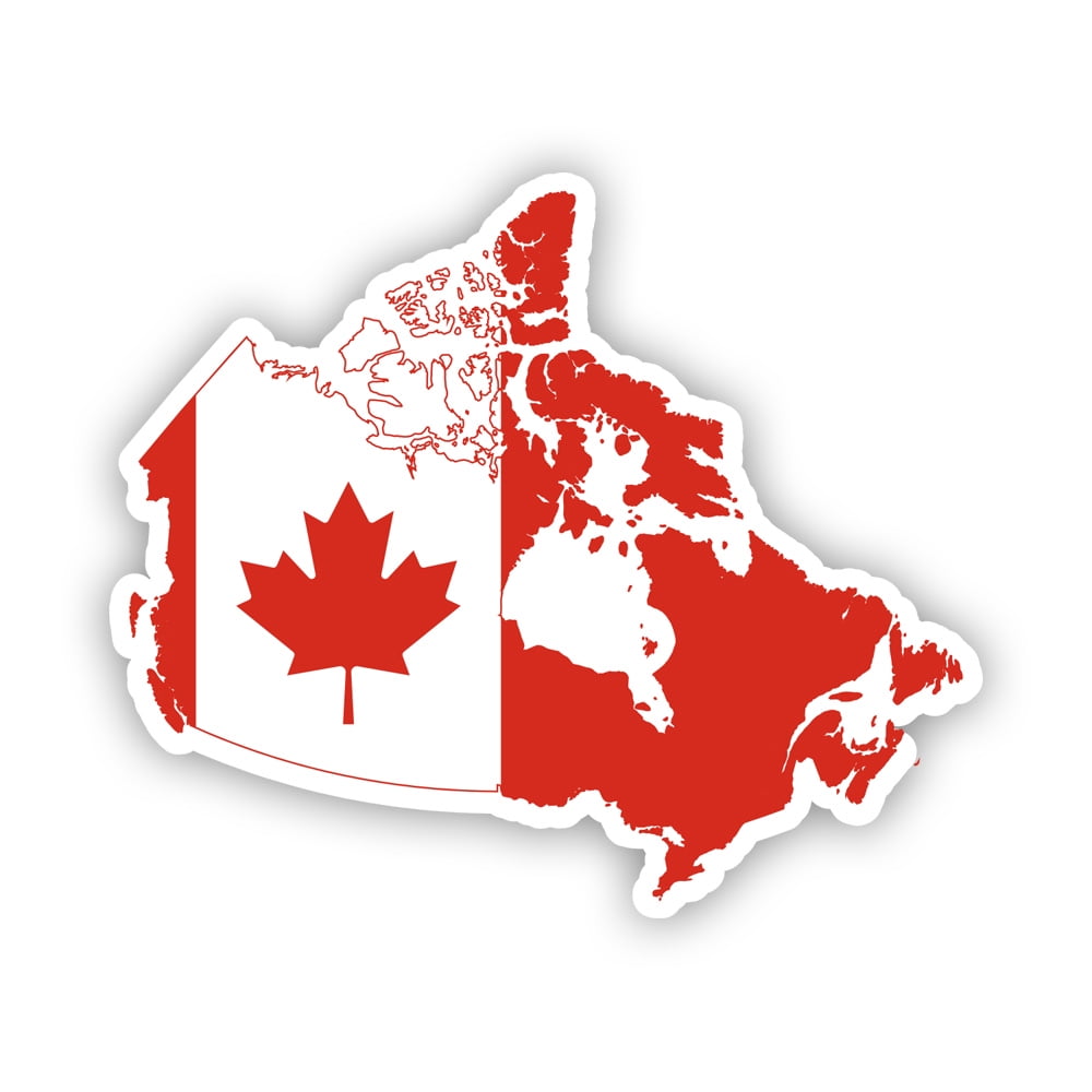Canadian Shaped Canada Flag Sticker Decal - Self Adhesive Vinyl ...