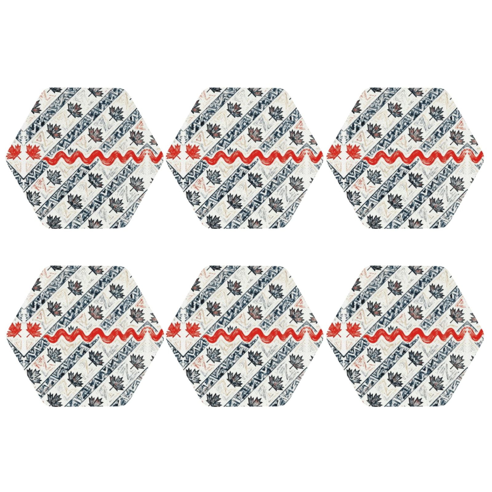 Canadian Symbol Maple Leaf Pattern Leather Coasters for Drinks Perfect ...