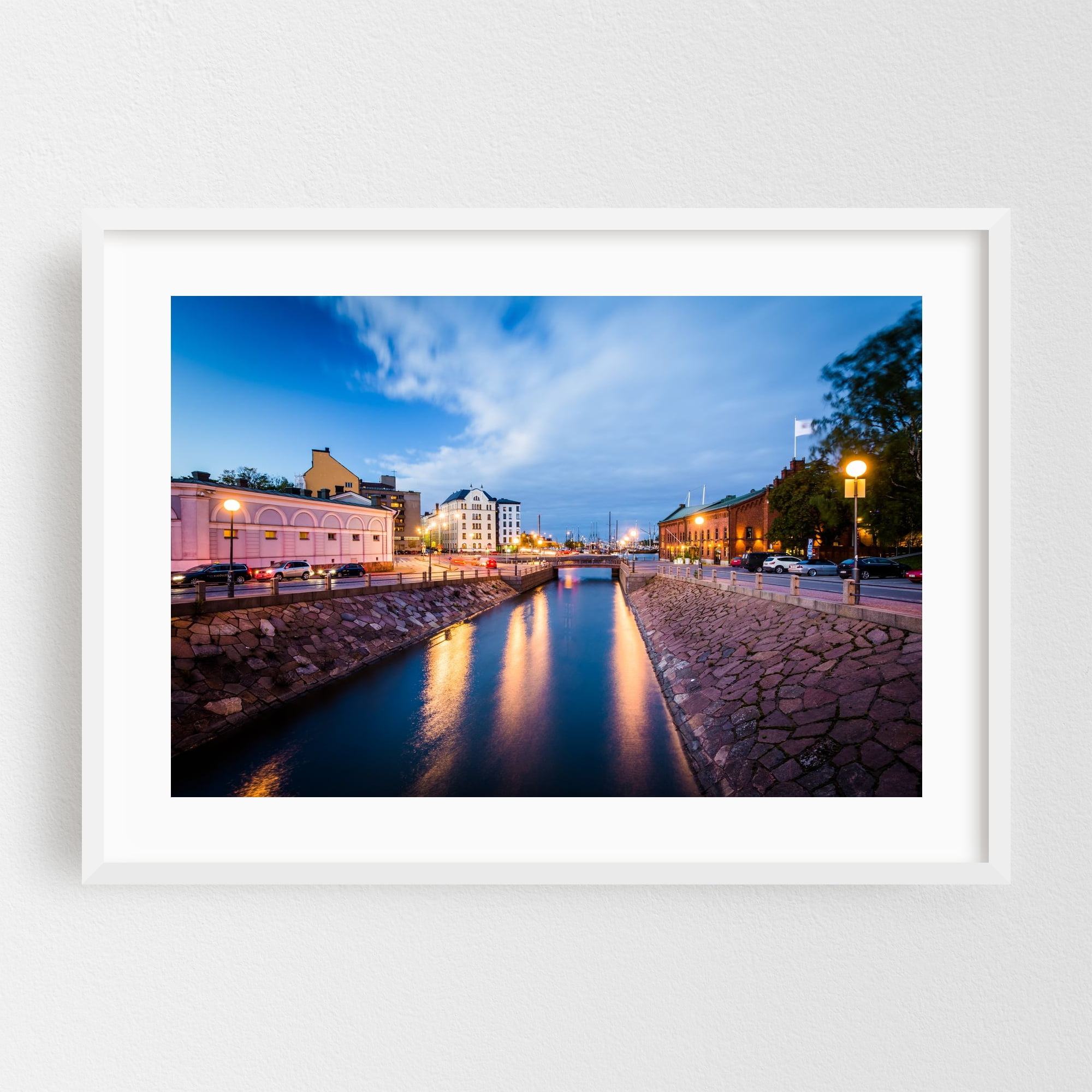 Canal, Helsinki - Helsinki Finland Photography White Framed Wall Art ...