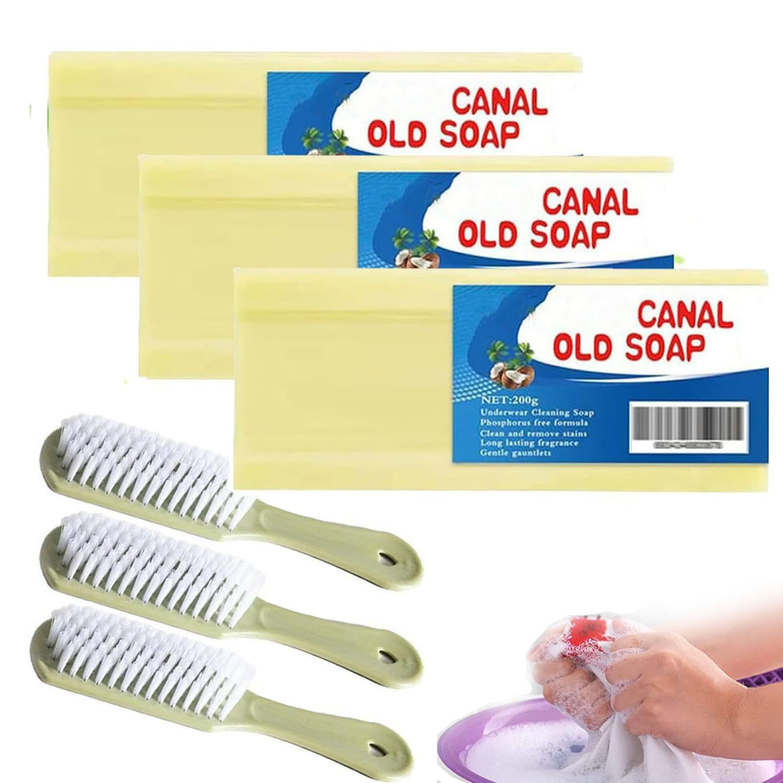 Canal Old Soap with Brush,Canal Soap, Canal Soap Bar for Stains,Magic ...