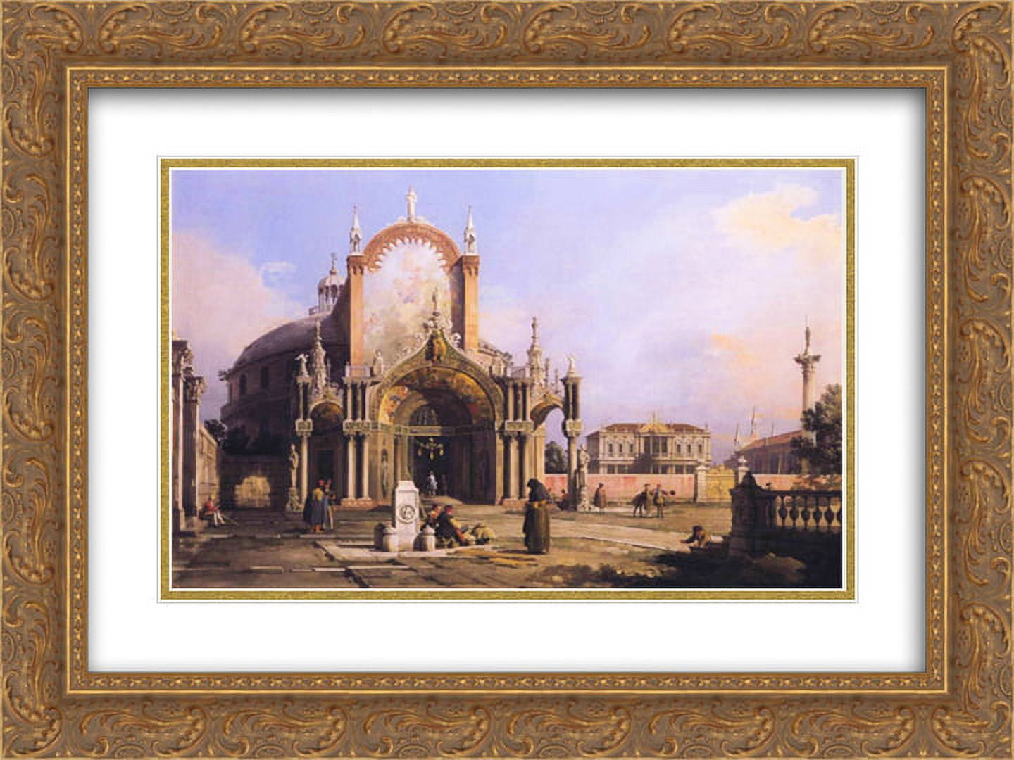 Canaletto 2x Matted 24x20 Gold Ornate Framed Art Print 'Capriccio of a ...