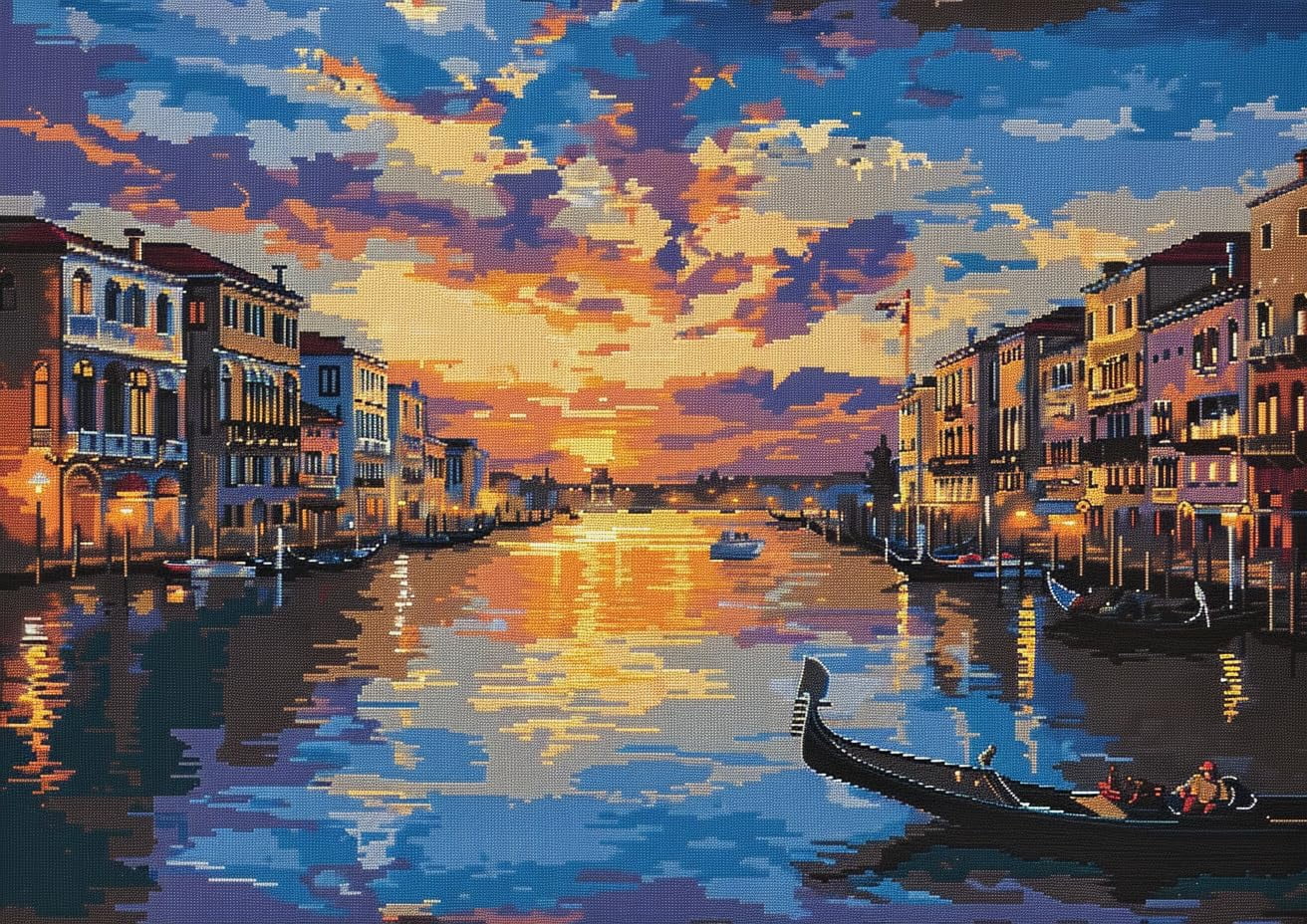Canals in Venice City Scene DIY 11CT Stamped Cross Stitch Kits for ...