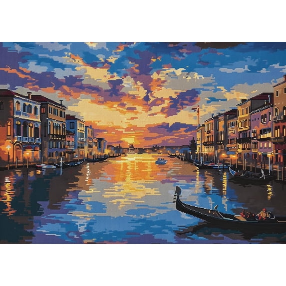 Canals in Venice City Scene DIY 11CT Stamped Cross Stitch Kits for ...