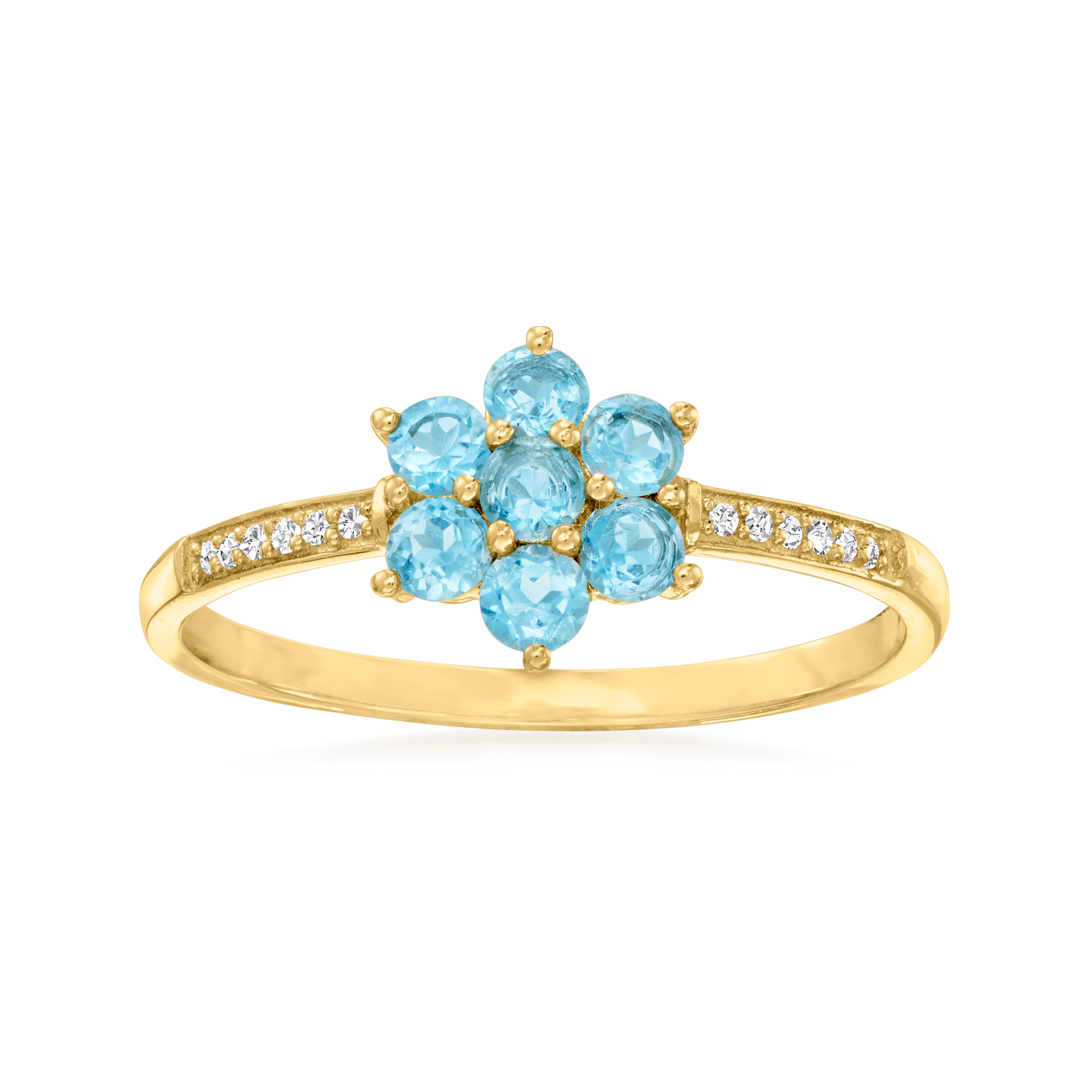 Canaria 0.40 ct. t.w. Swiss Blue Topaz Flower Ring With Diamond Accents ...