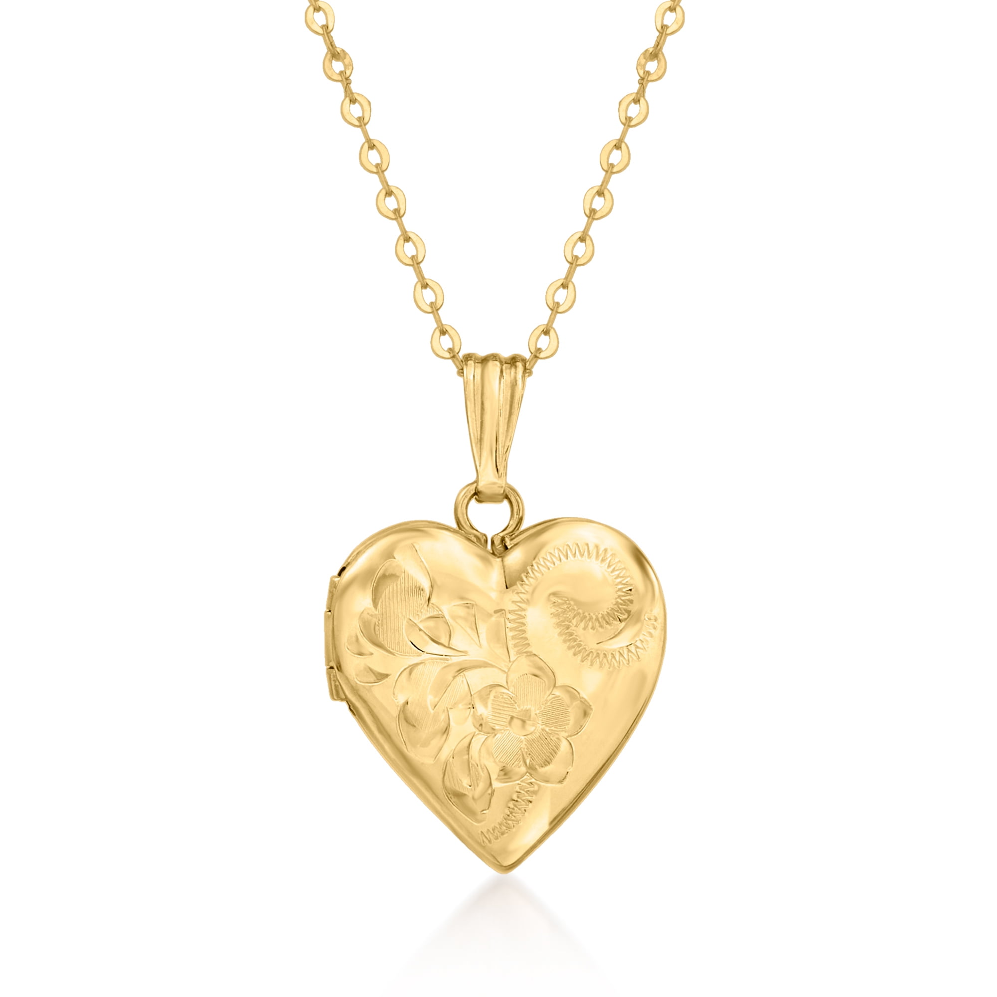 Canaria 10kt Yellow Gold Floral Heart Locket Necklace, Women's, Adult ...