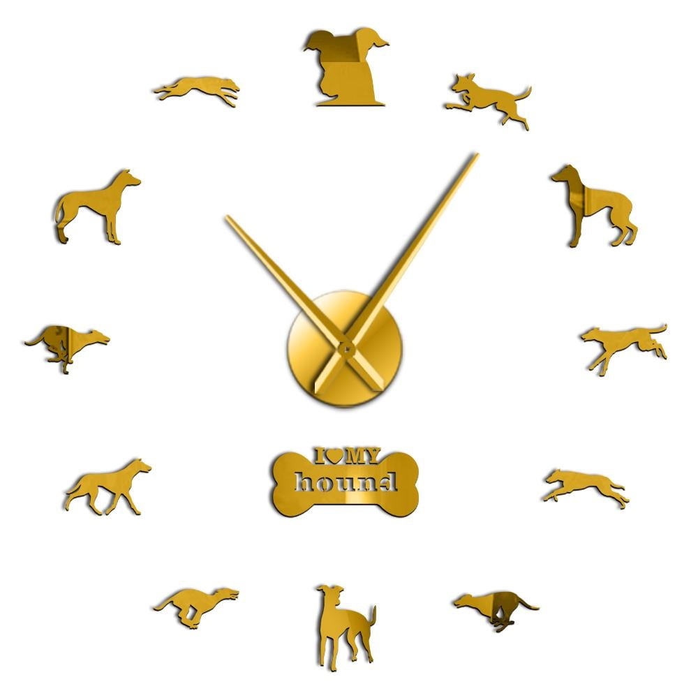 Canarian Warren Hound Dog Silhouette Frameless Wall Clock Stickers, DIY ...