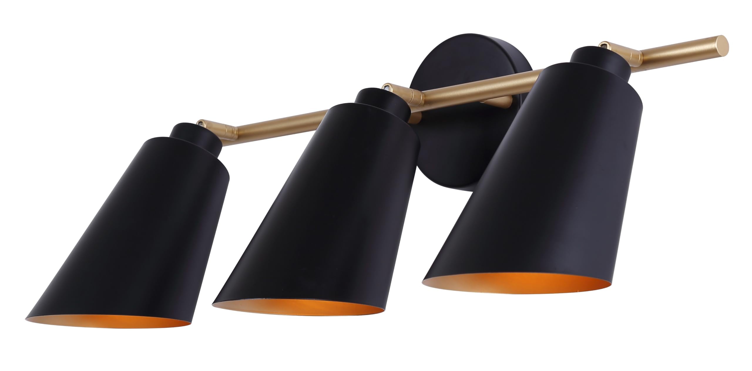 Canarm Rame 3-Light Bathroom Vanity Light, Matte Black and Gold Finish ...