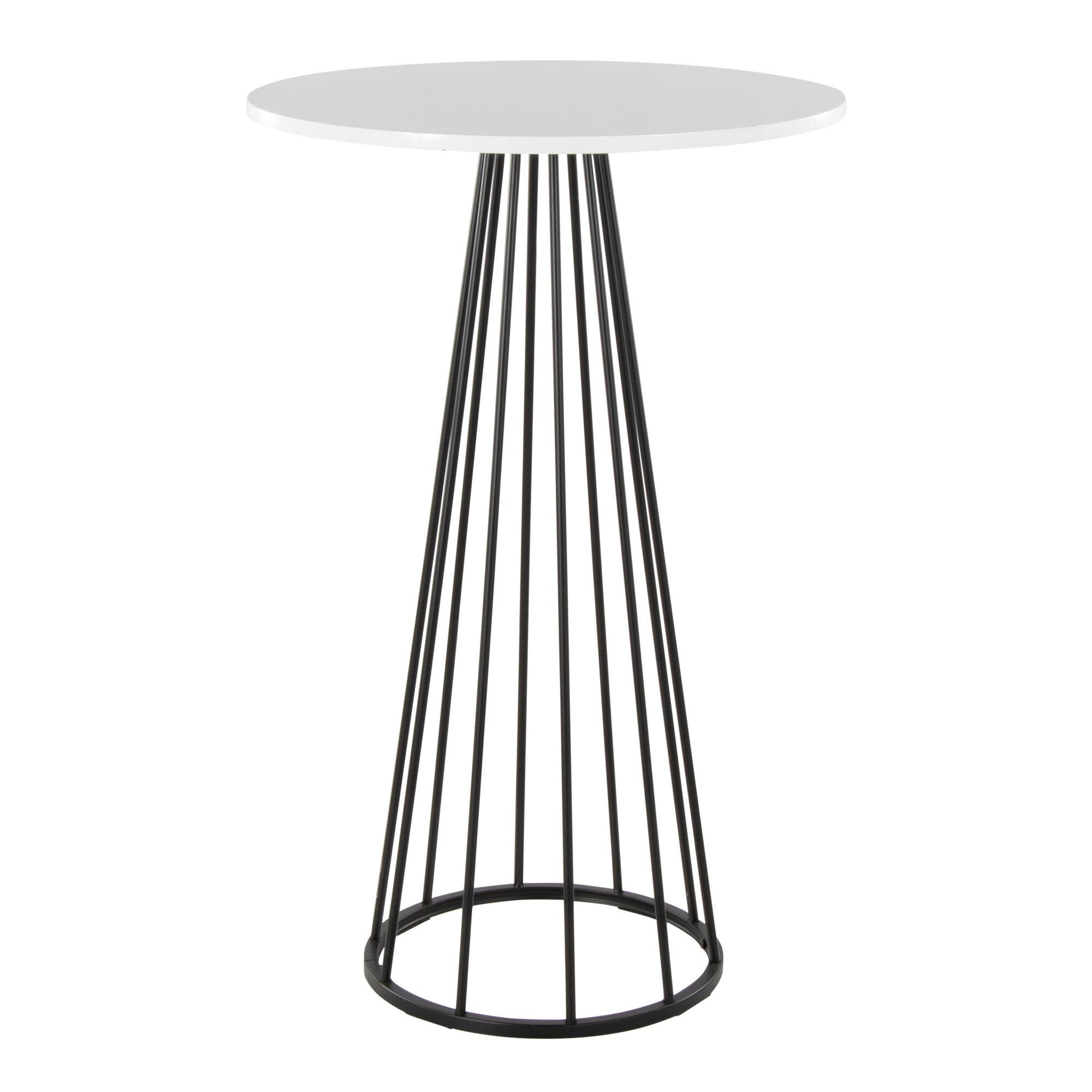 Canary Cece Contemporary/Glam Bar Table in Black Metal and White Wood ...