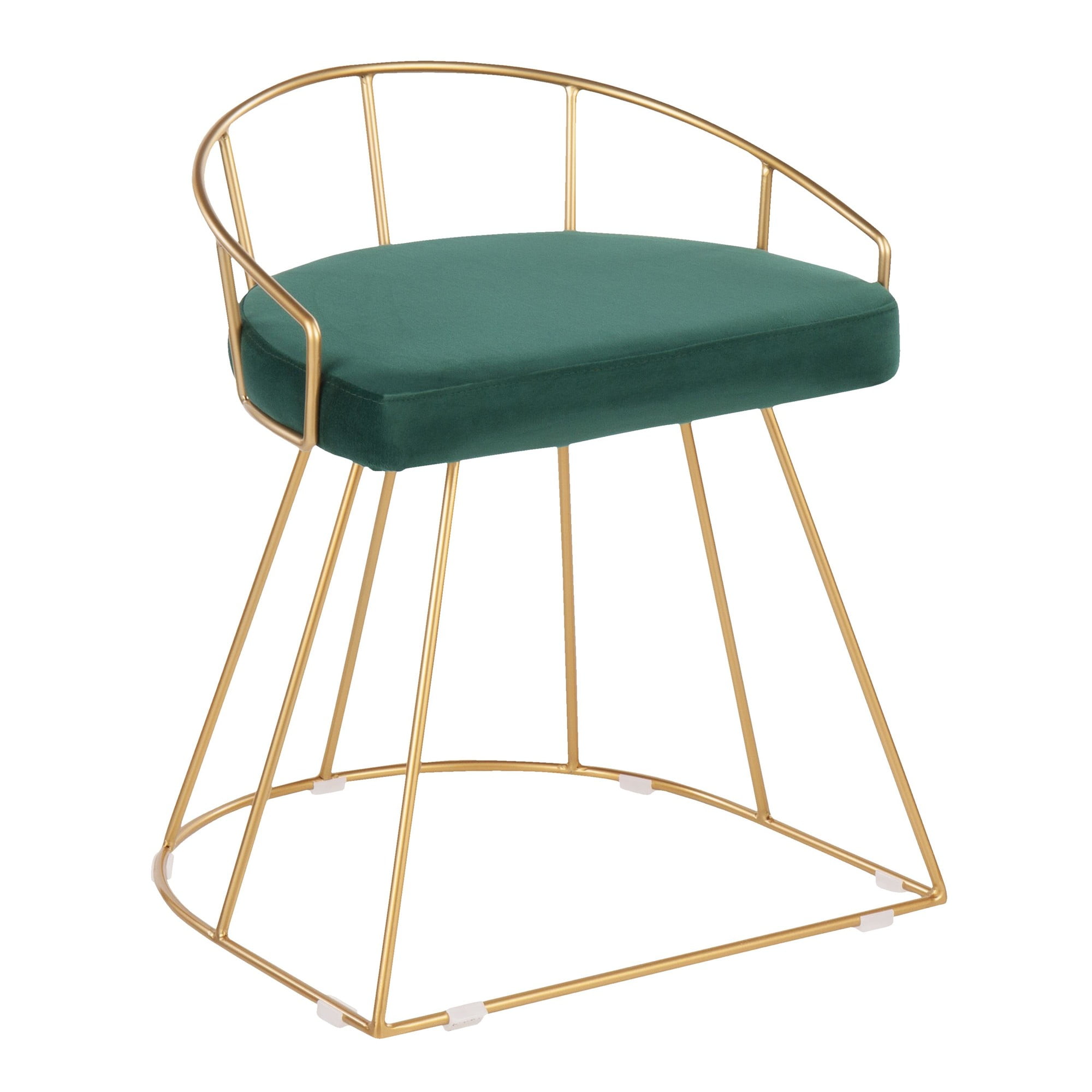 Canary Glam/Contemporary Vanity Stool in Gold Metal and Green Velvet by ...