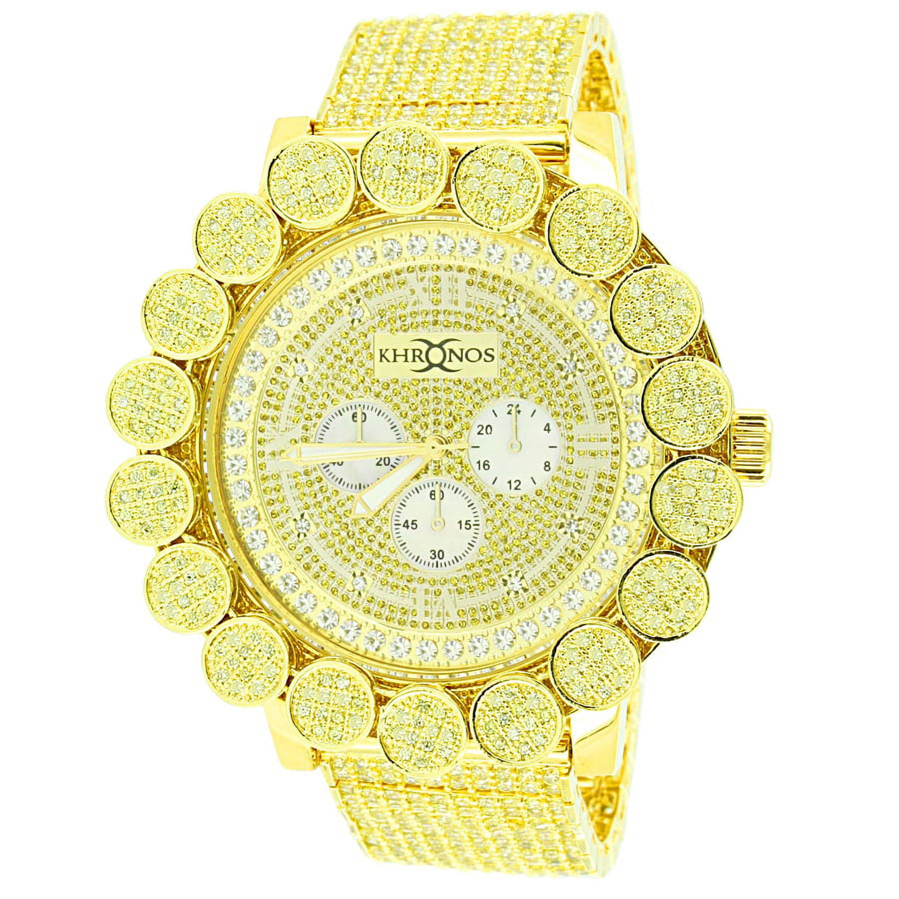 Canary Gold Tone Custom Pave Watch Solid Stainless Steel Back Genuine ...
