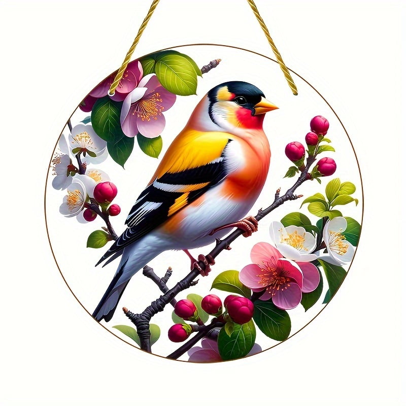 Canary Suncatcher, Stained Plastic Window Hanging, Round Acrylic Sign ...
