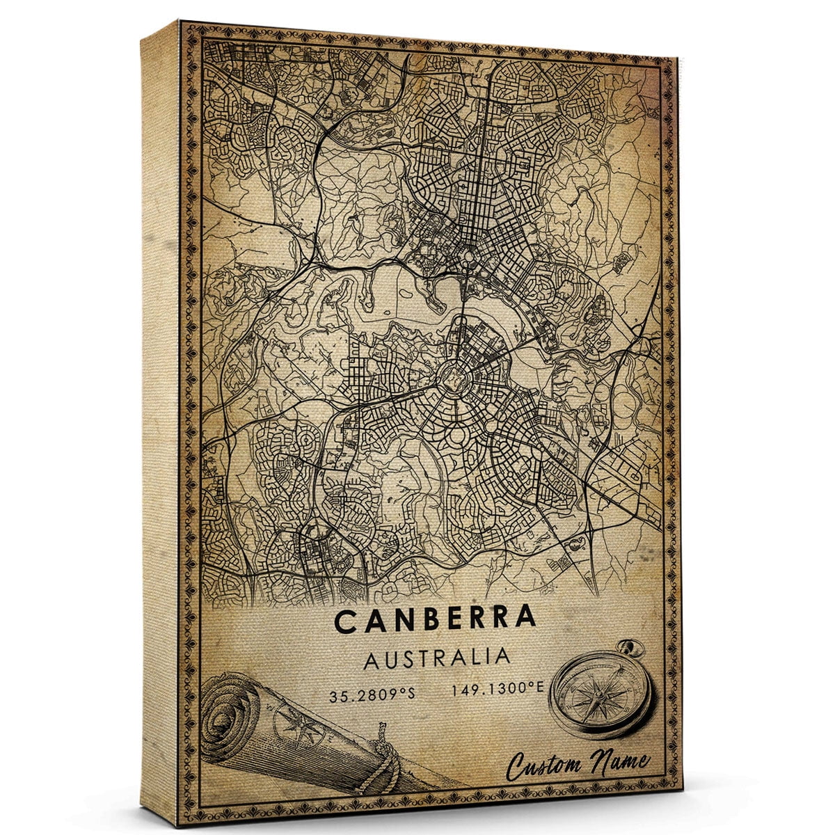 Canberra Map Poster, Australia Map Art Poster, Canvas, Canberra Map ...