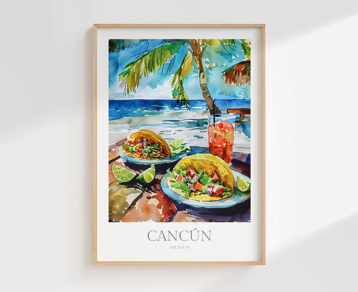 Canc N Mexico Wall Art Cancun Beach Home Decor Poster Taco Poster ...