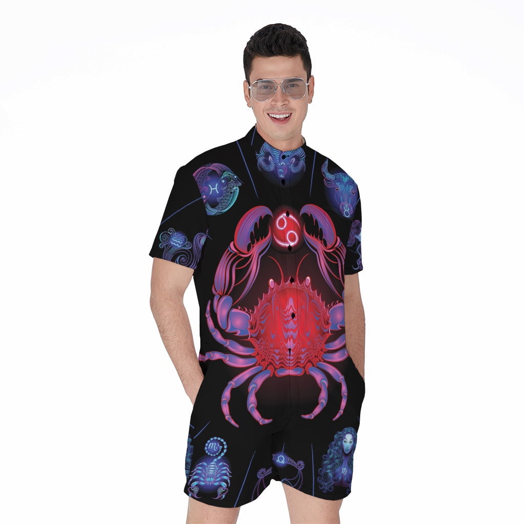 Cancer And Astrological Signs Short Sleeve Men'S Rompers, Zodiac ...