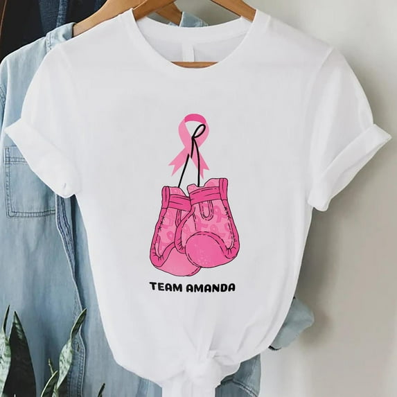 Cancer Awareness Boxing Tee,Breast Cancer Fighter Shirt,Pink Ribbon ...