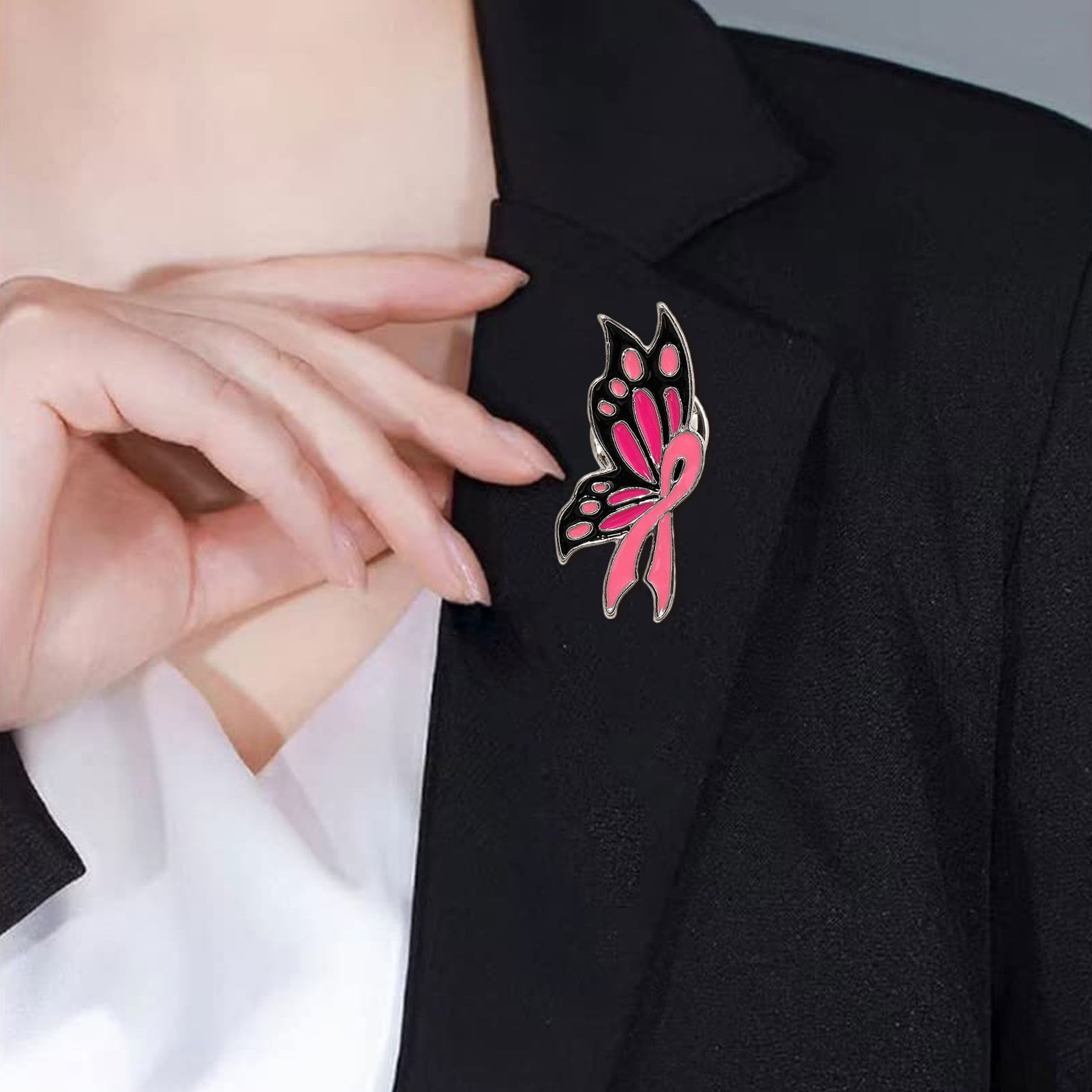 Cancer Awareness Brooch Pin With Rhinestones Elegant Ribbon Design For ...