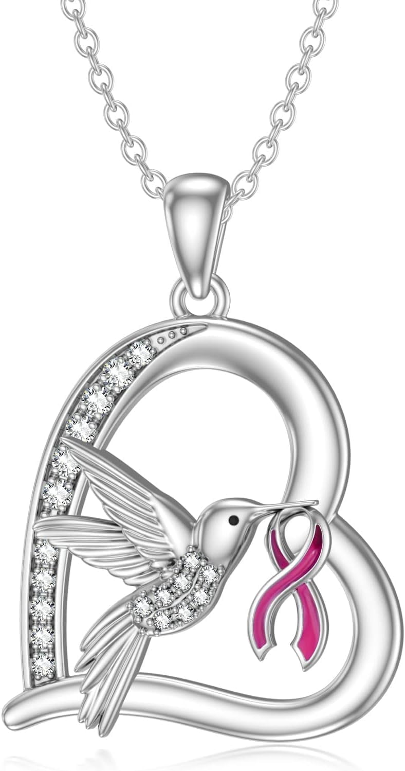 Cancer Awareness Necklace 925 Sterling Silver Ribbon Necklaces ...