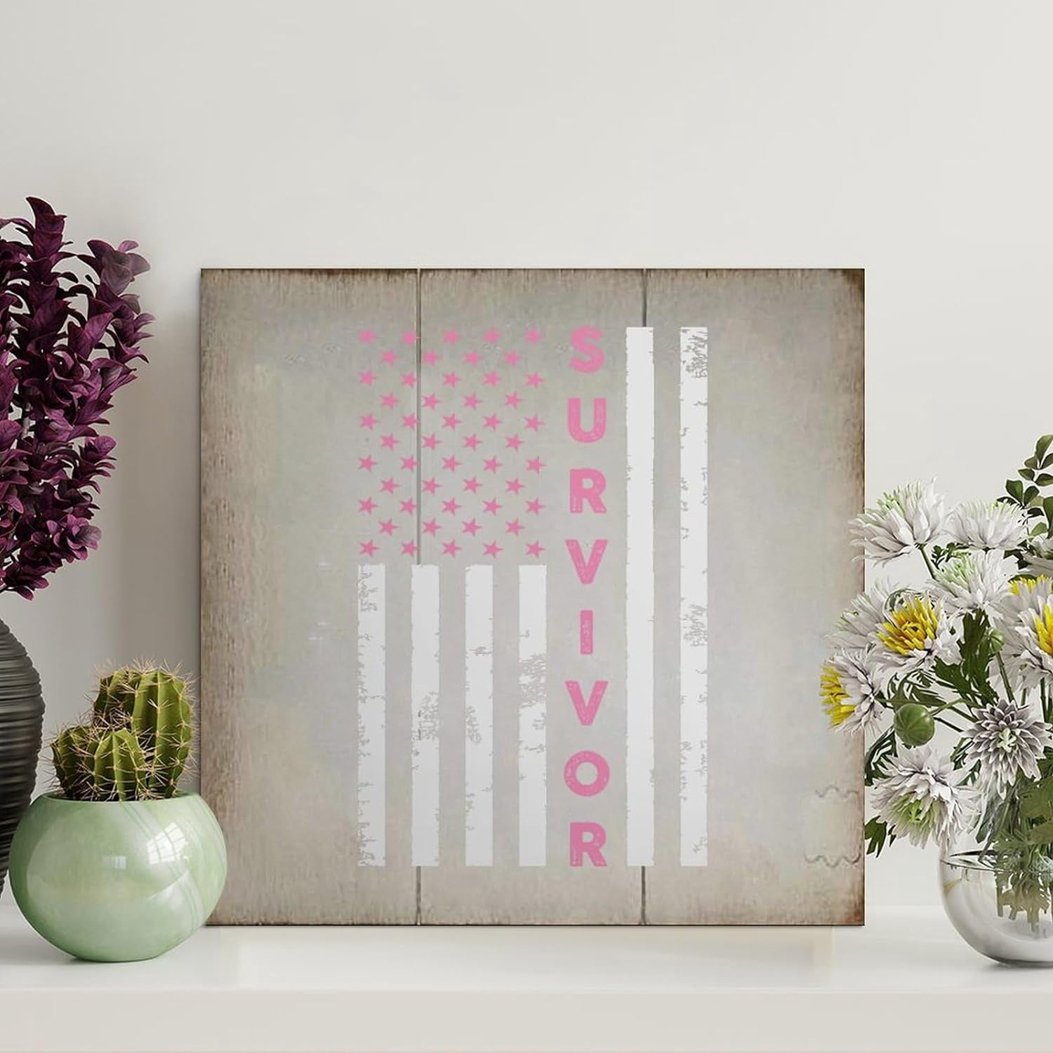 Cancer Awareness Rustic Wood Signs Survivor Wood Plaque Farmhouse Decor ...