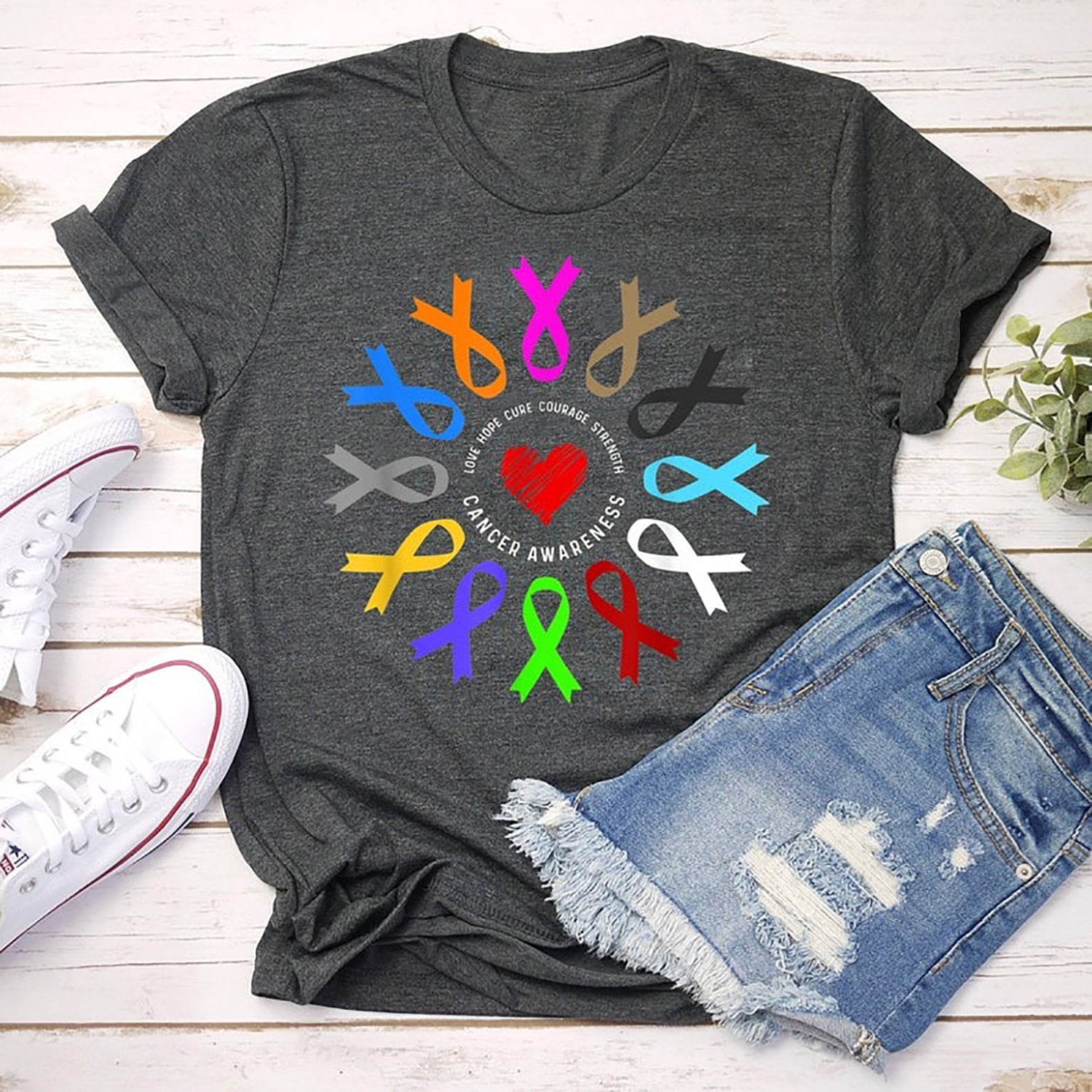 Cancer Awareness T-Shirt, Fight Cancer in All Colors Shirt, Cancer ...