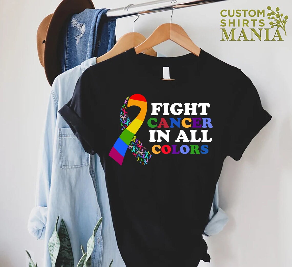 Cancer Awareness Tee,Cancer Ribbon Shirt, Cancer Support Shirt, Fight ...