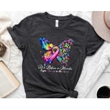 Cancer Butterfly Ribbon Shirt We Believe in Miracles Fight In All Color ...