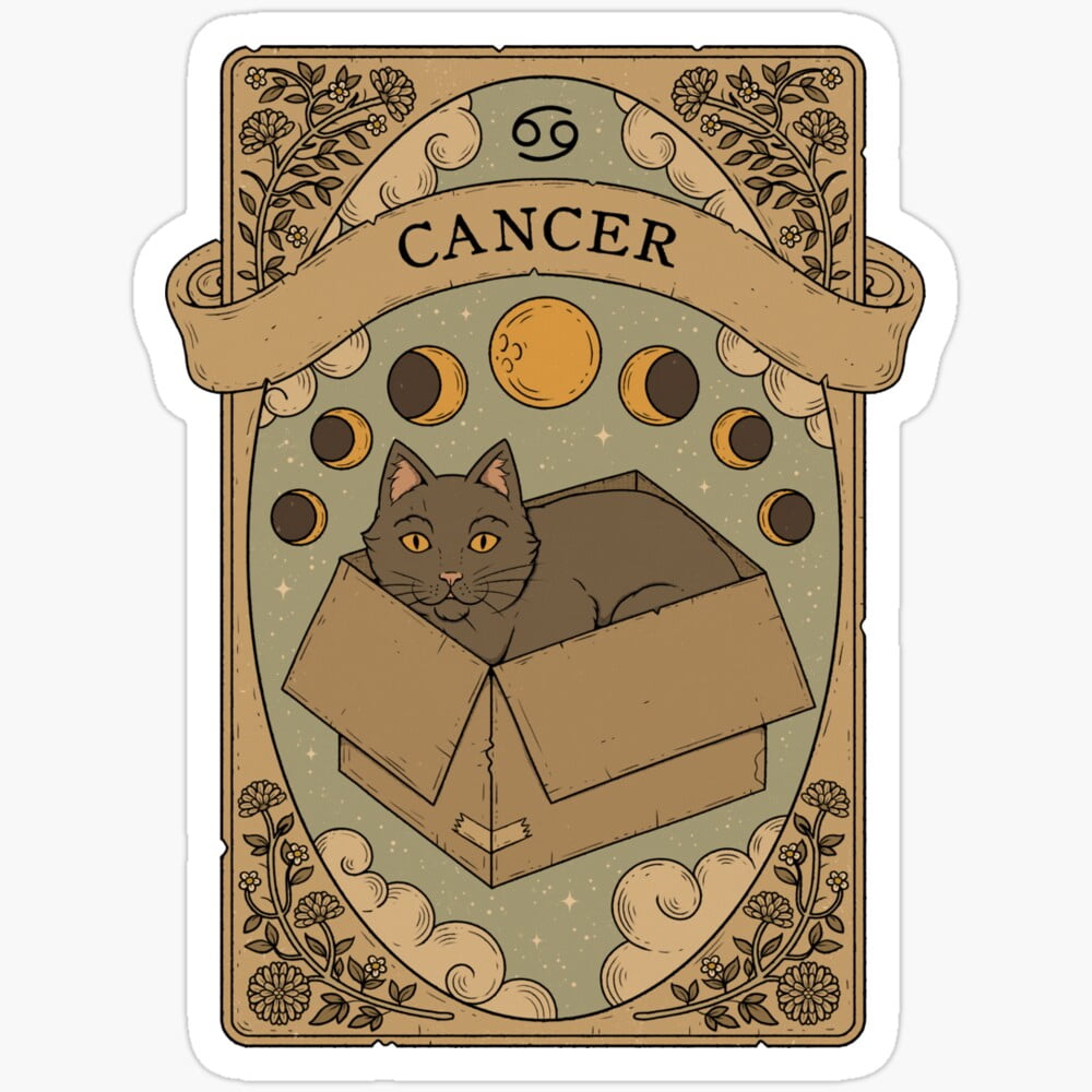 Cancer - Cats Astrology Glossy Sticker Phone Decal Water Bottle ...