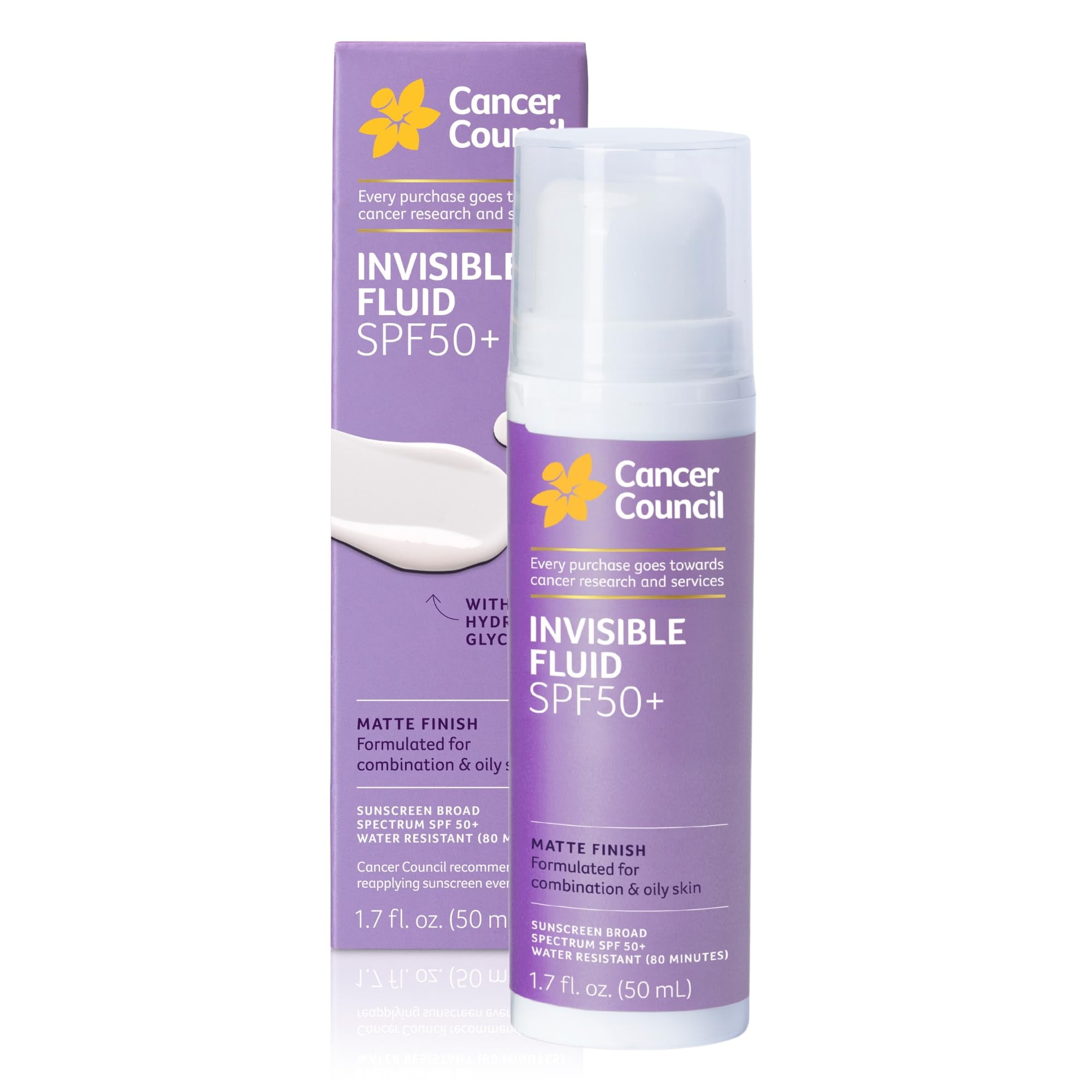 Cancer Council Invisible Fluid BCA3 Face Sunscreen, SPF50+, Face Sun ...