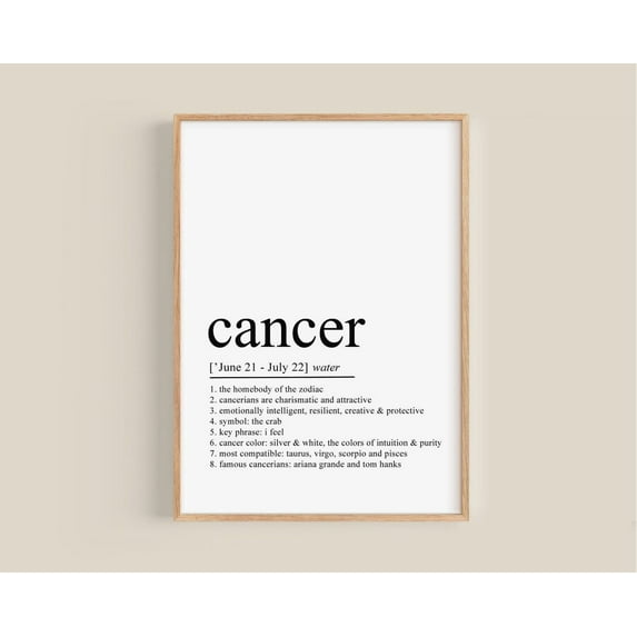 Cancer Definition Poster Decor Zodiac Birthday Poster, Unframed Poster ...