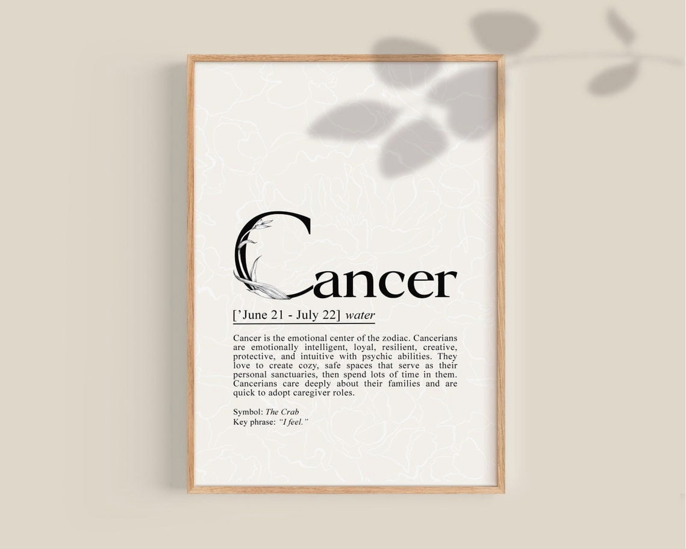 Cancer Definition Poster Zodiac Birthday Decor Poster, Unframed Poster ...