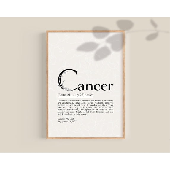 Cancer Definition Poster Zodiac Birthday Decor Poster, Unframed Poster ...