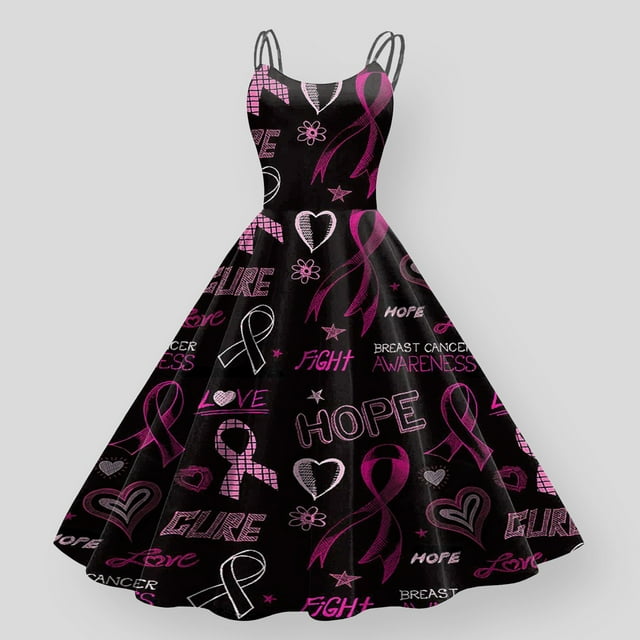 Cancer Dress Women Cancer Dress Ribbon Cancer Awareness Print ...