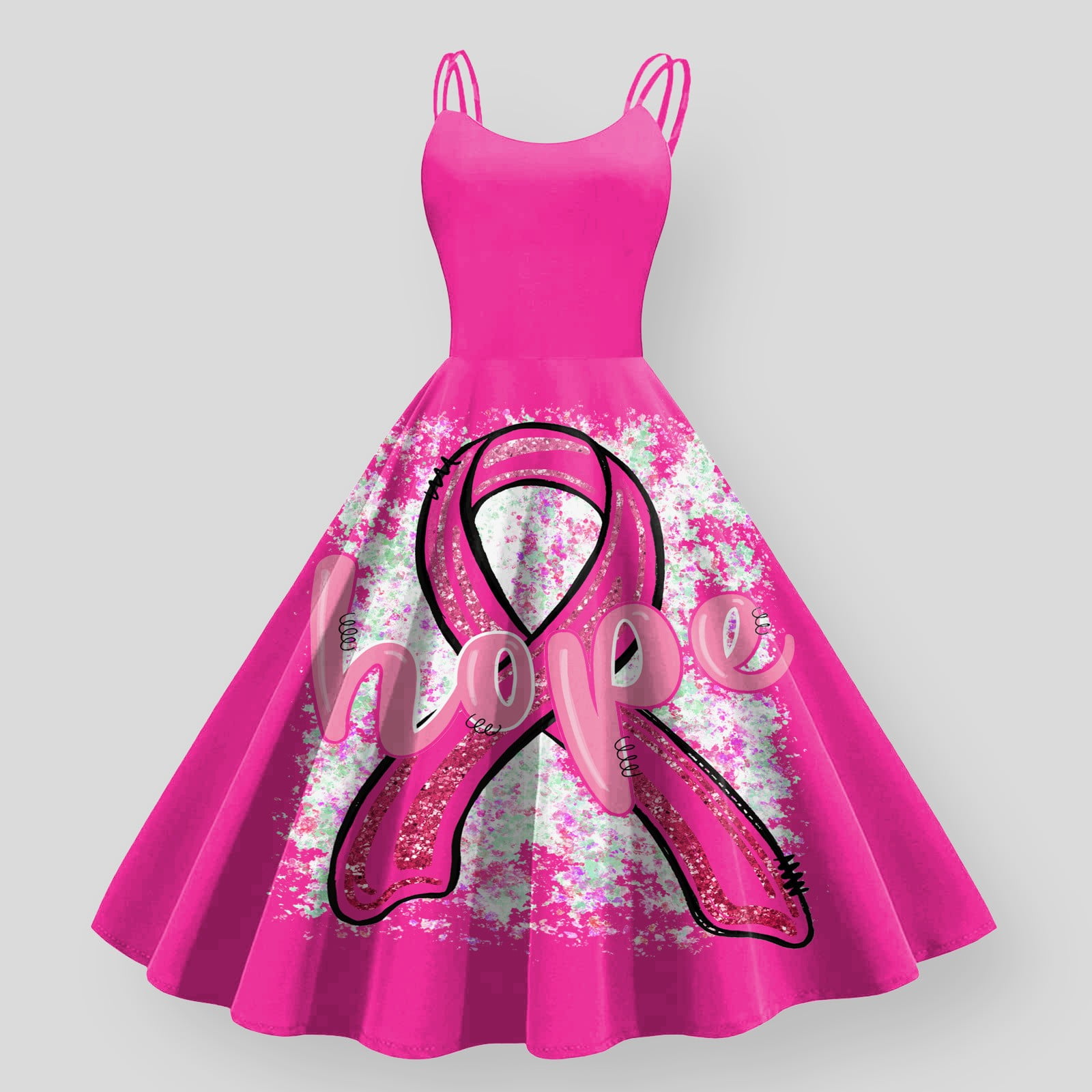 Cancer Dress Women Cancer Dress Ribbon Cancer Awareness Print ...