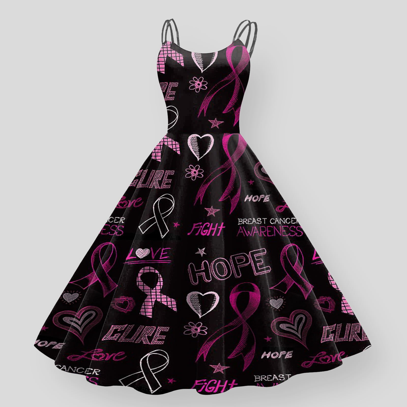 Cancer Dress Women Cancer Dress Ribbon Cancer Awareness Print ...