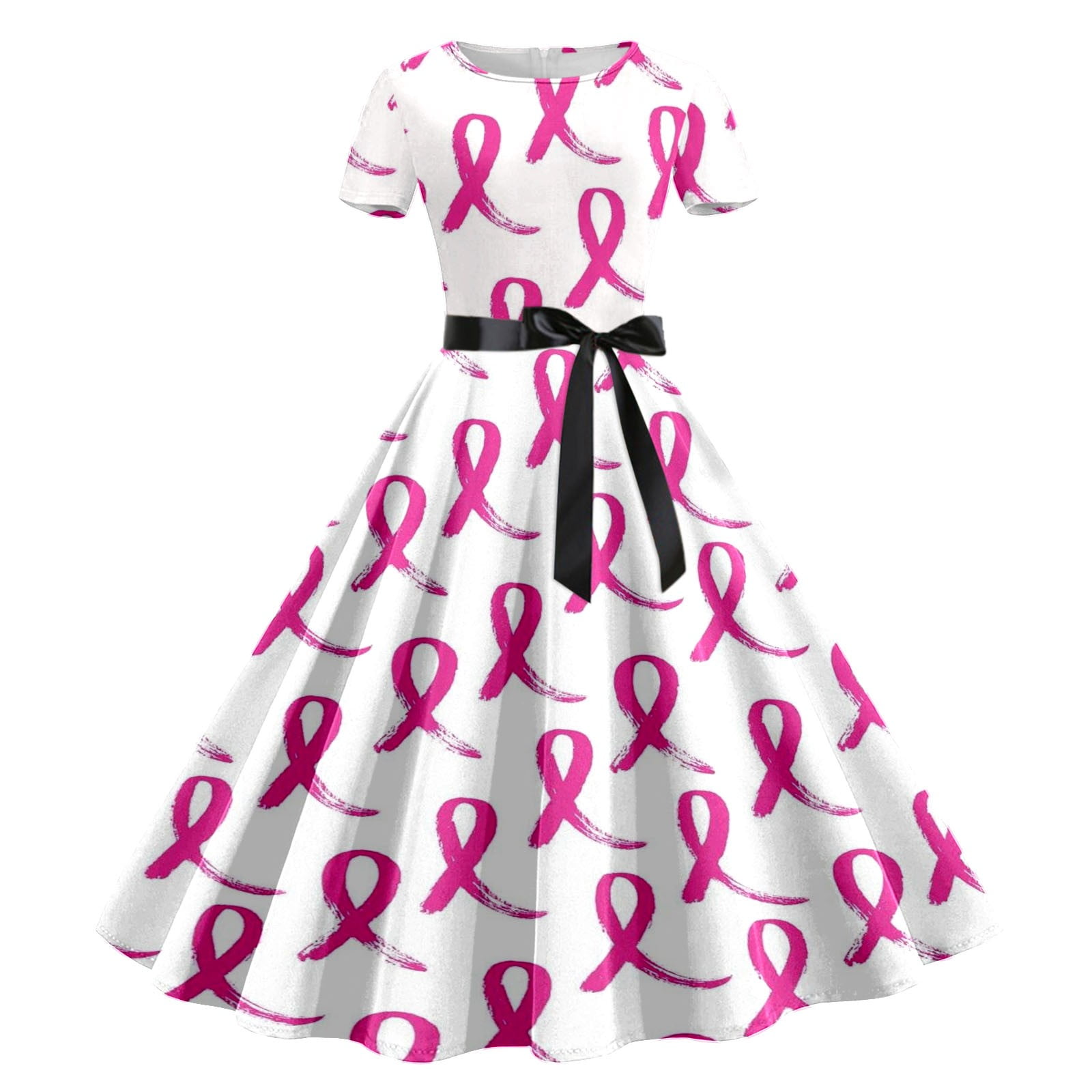 BECLOTH 2024 Cancer Dresses For Women Breast Cancer Dress Pink Ribbon ...