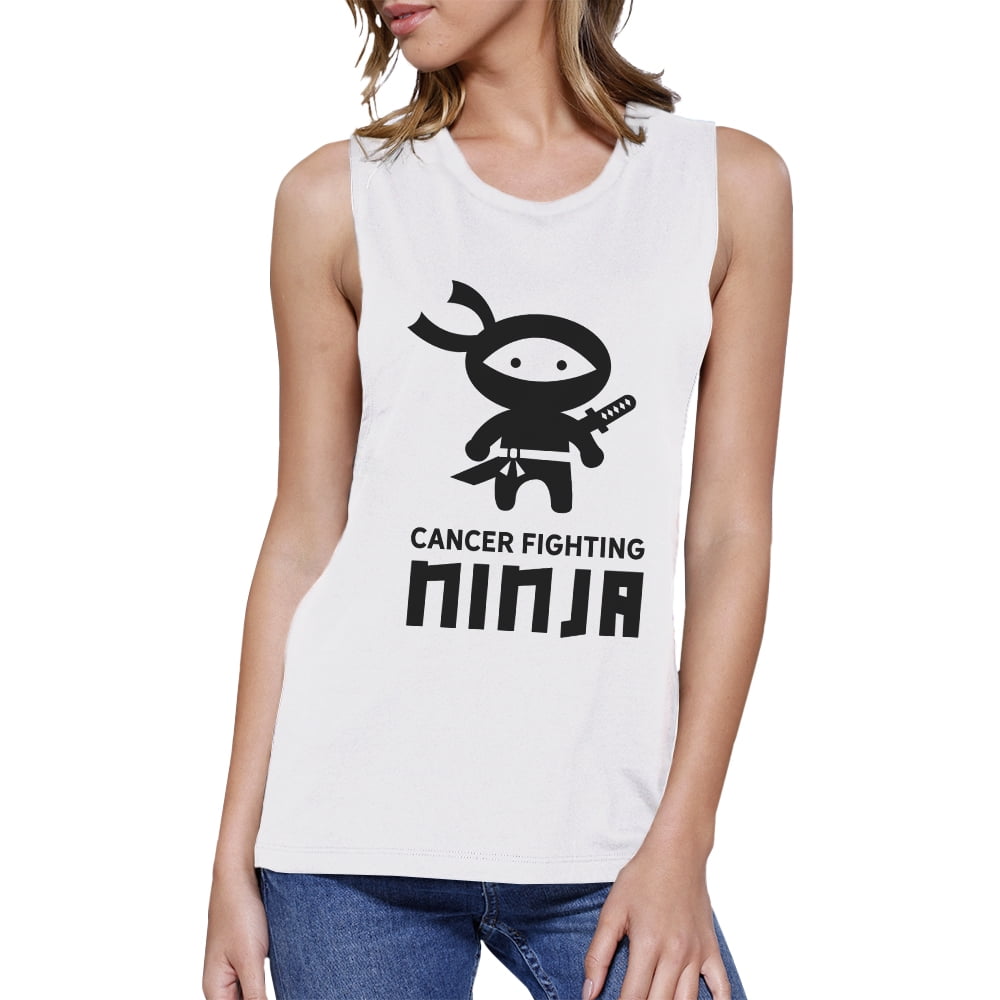 Cancer Fighting Ninja Womens White Muscle Top - Walmart.com